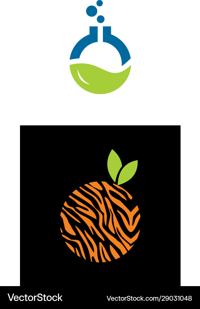 Laboratory tube and leaf logo designs Royalty Free Vector