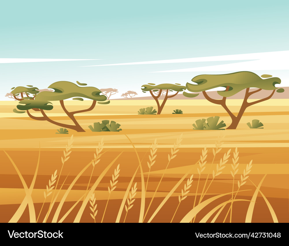 Landscape savanna background with clear sky Vector Image