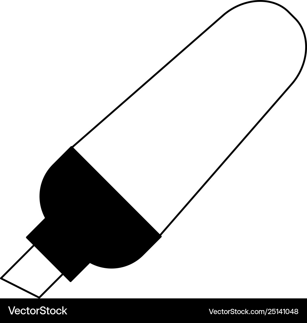 Marker pen icon in black and white Royalty Free Vector Image