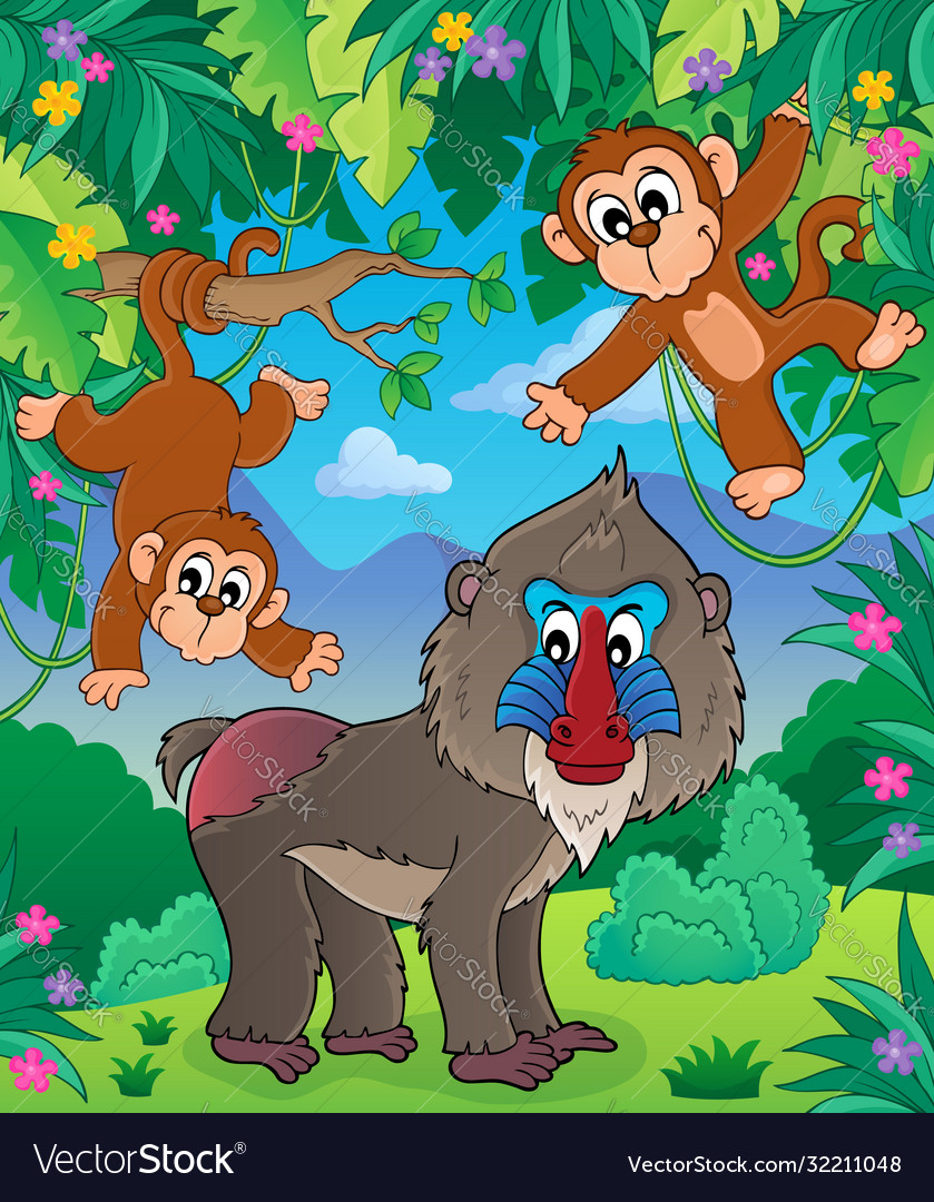 Monkey theme image 2 Royalty Free Vector Image