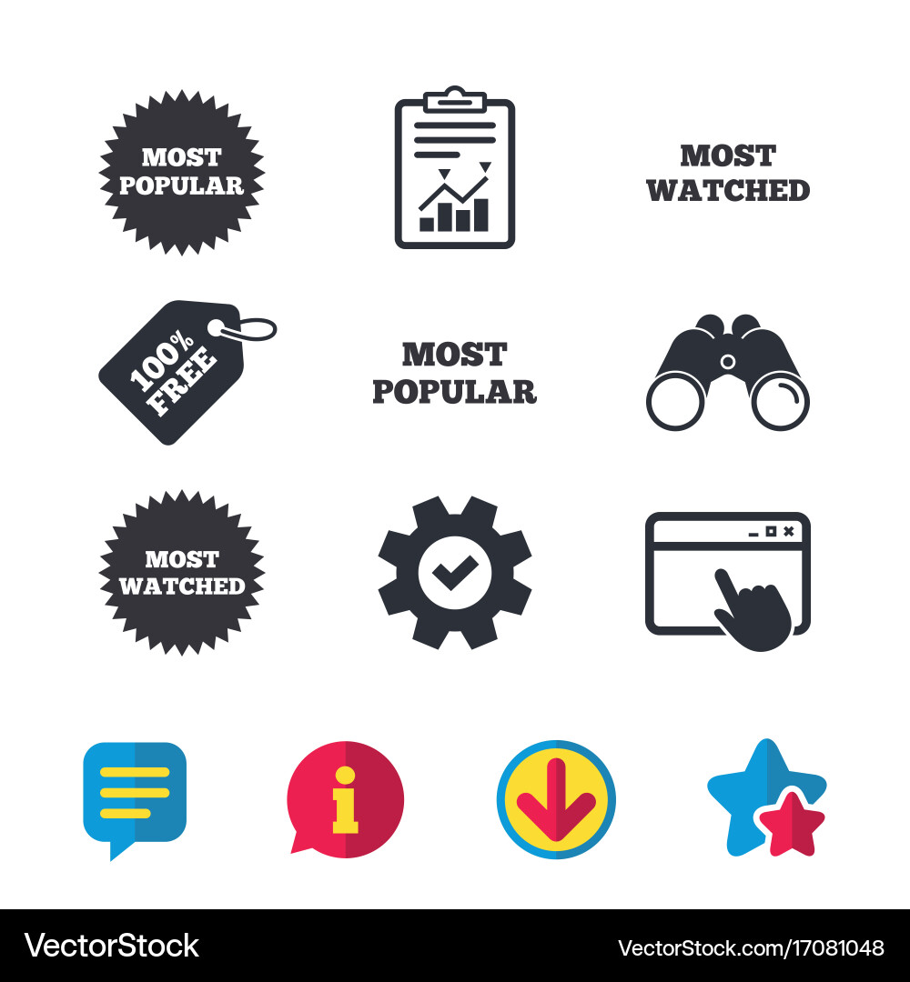 Most popular star icon watched symbol Royalty Free Vector