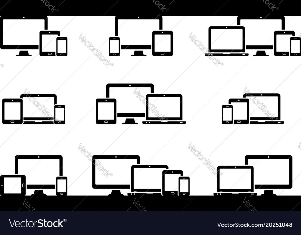 Responsive web design icons for computer monitor Vector Image