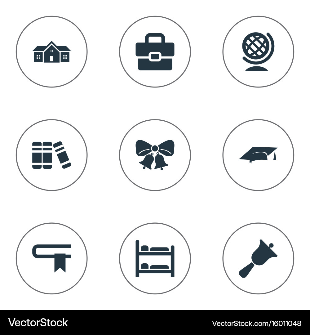 Set of simple school icons elements handbag break Vector Image