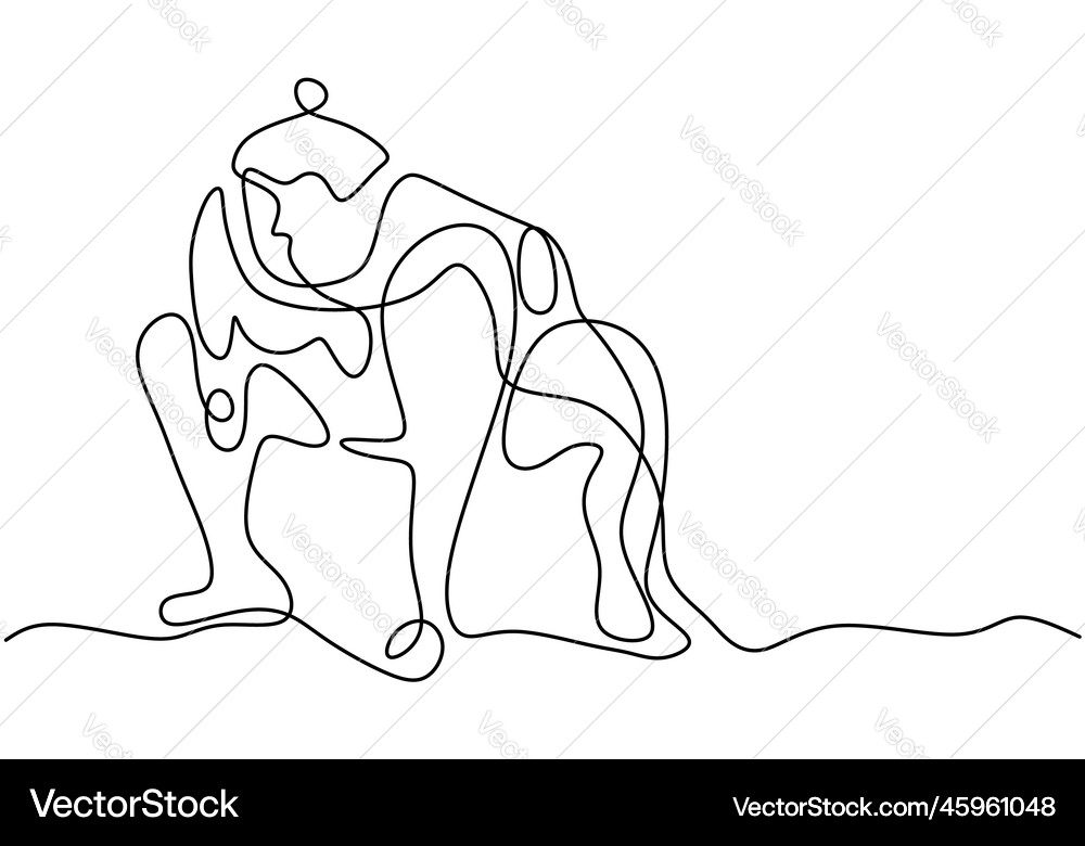 Single continuous line drawing of young big fat Vector Image