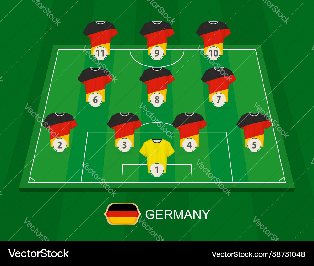 Soccer field with germany national team Royalty Free Vector