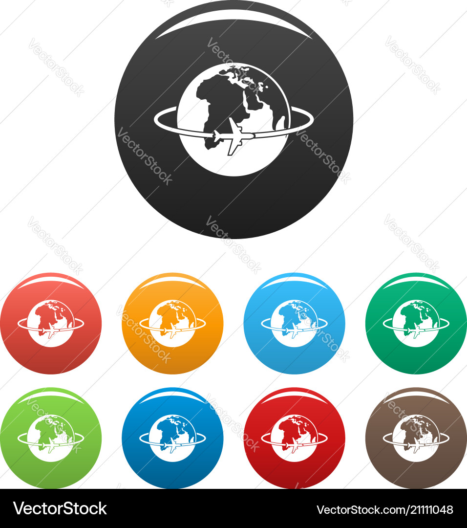 Worldwide icons set color Royalty Free Vector Image