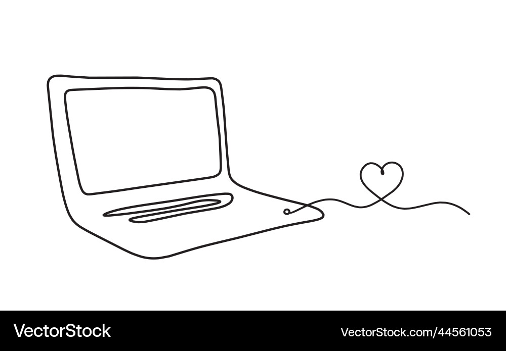 Abstract laptop with heart as line drawing Vector Image