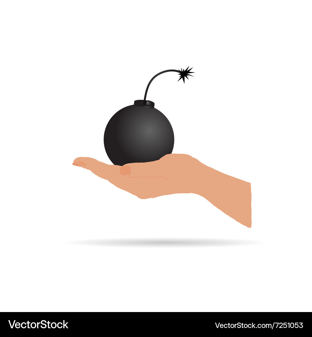 Bomb in hand colorful Royalty Free Vector Image