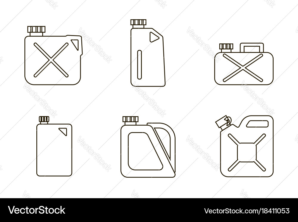 Canisters or jerrycan icons set Royalty Free Vector Image