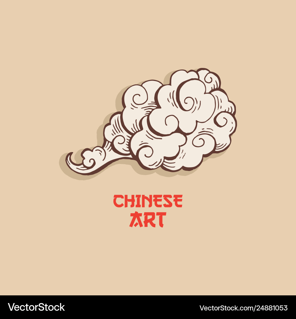 Chinese gold clouds and wind blows isolated Vector Image