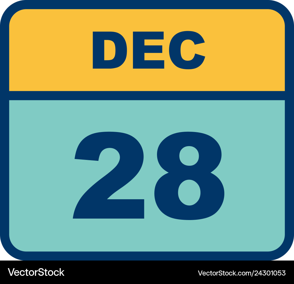 December 28th date on a single day calendar Vector Image