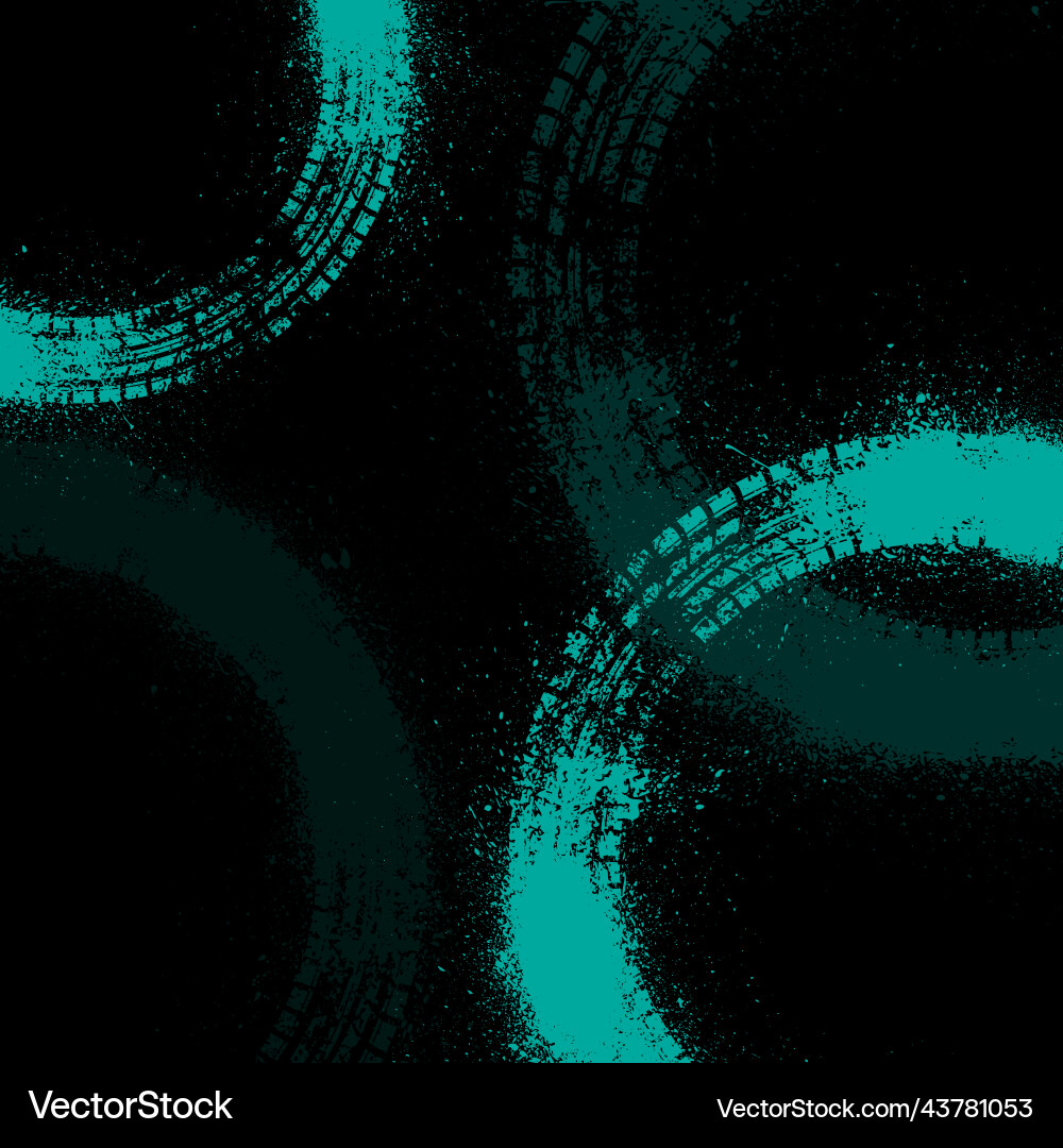 Grunge blue tire track circle background Vector Image