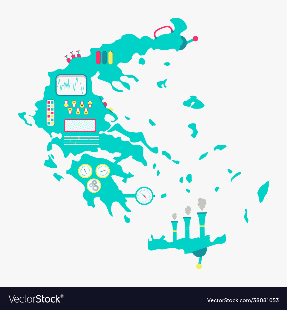 Map greece machine Royalty Free Vector Image - VectorStock