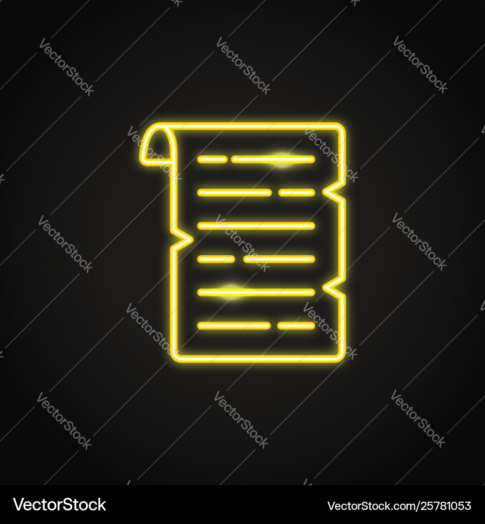 Old papyrus icon in glowing neon style Royalty Free Vector
