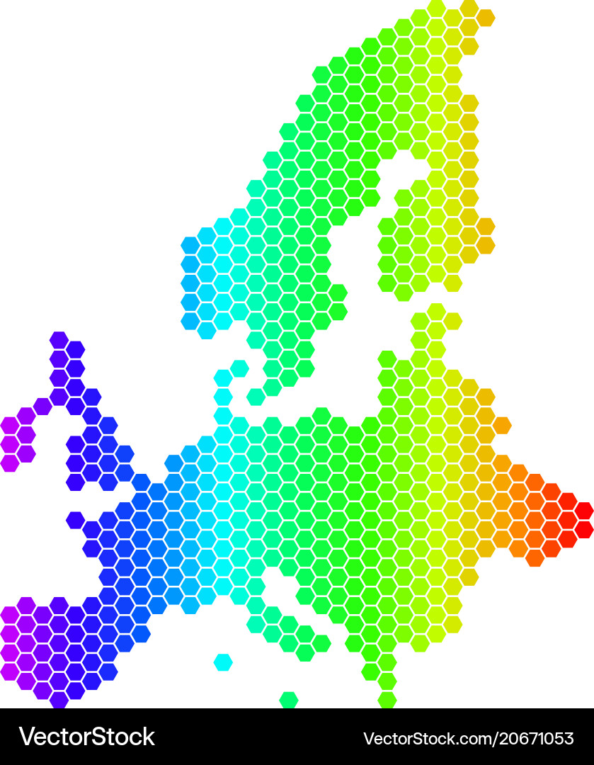 Spectrum hexagon european union map Royalty Free Vector