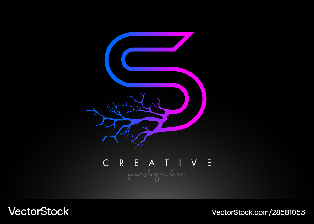 Tree letter s design logo with purple blue tree Vector Image