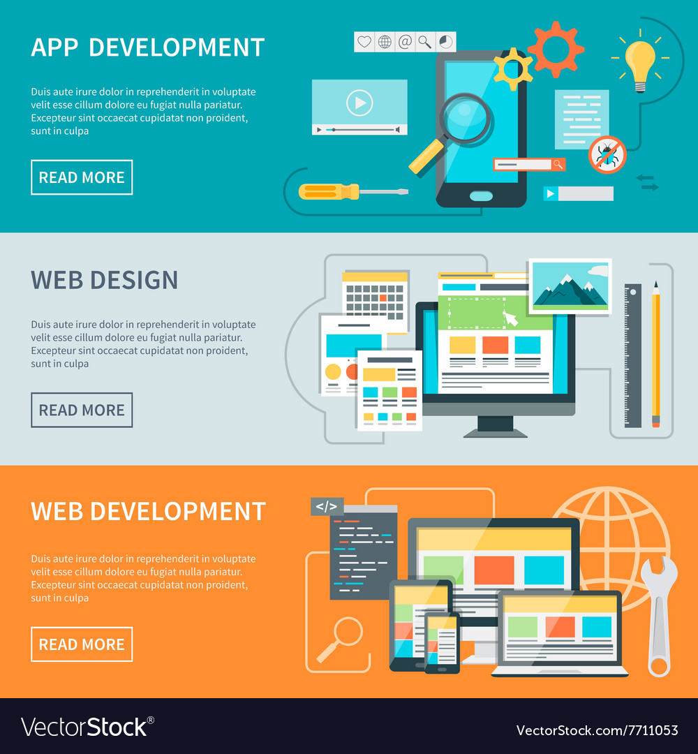 Website Development Banners Royalty Free Vector Image