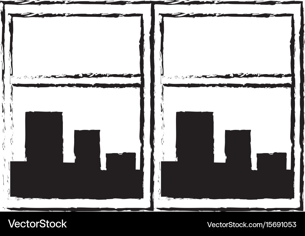 Window cityscape window framed urban buildings Vector Image
