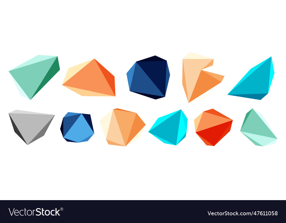 3d low poly triangle design elements Royalty Free Vector