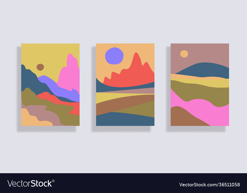 Abstract colorful landscape poster collection Vector Image