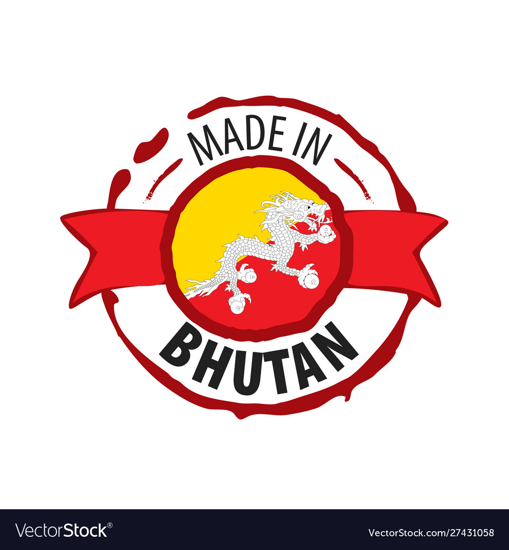 Bhutan flag on a white Royalty Free Vector Image