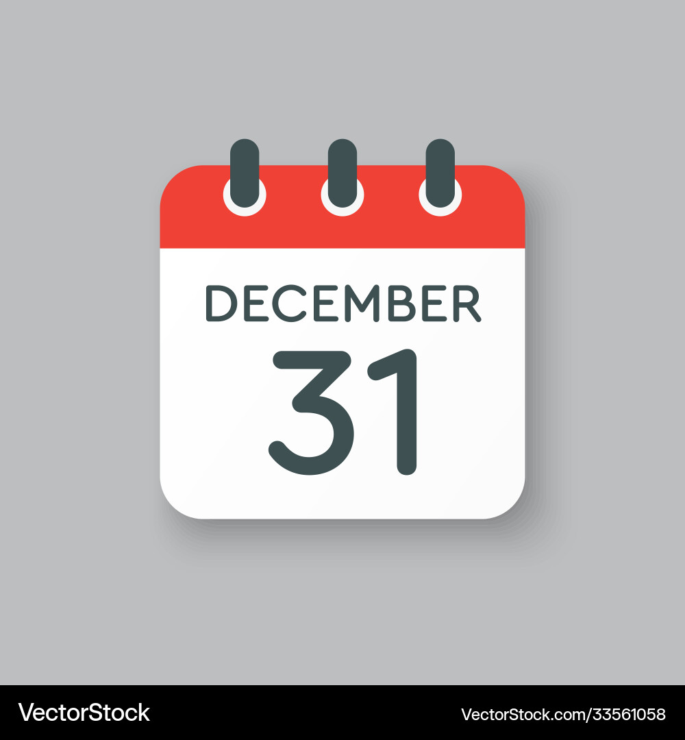 Calendar icon day 31 december template Royalty Free Vector