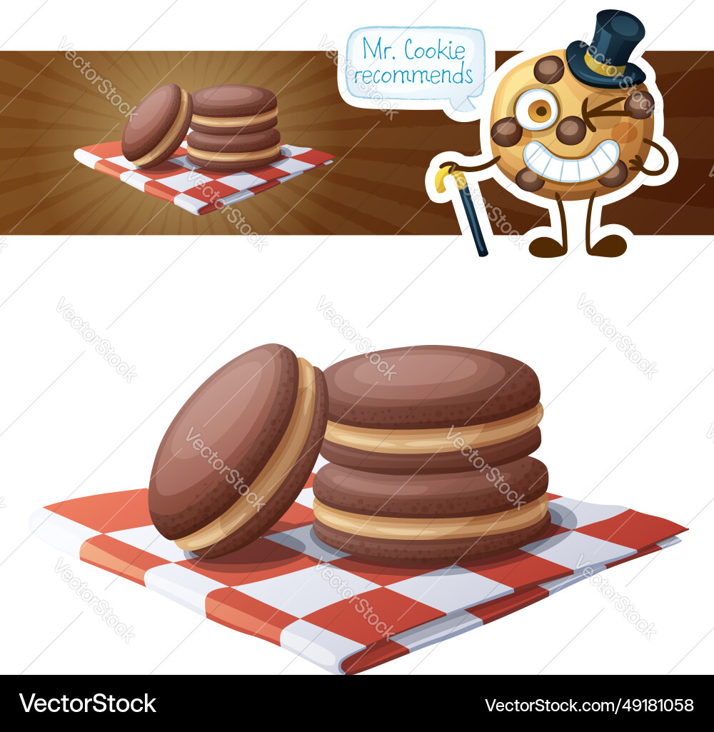 Chocolate peanut butter shortbread sandwiches Vector Image
