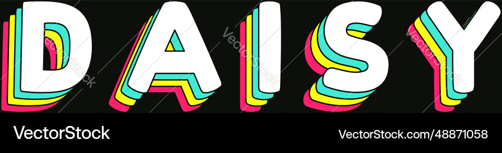 Daisy - retro rainbow typography faded style Vector Image