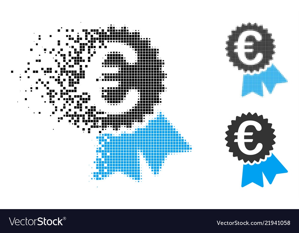 Dust pixel halftone euro warranty seal icon Vector Image Dust pixel halftone euro warranty seal icon Vector Image