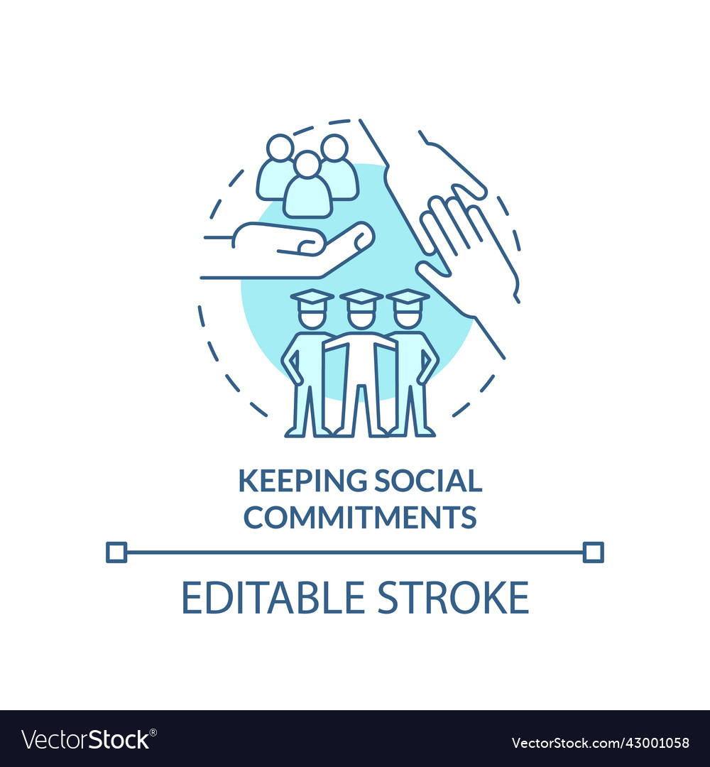 Keeping social commitments turquoise concept icon Vector Image