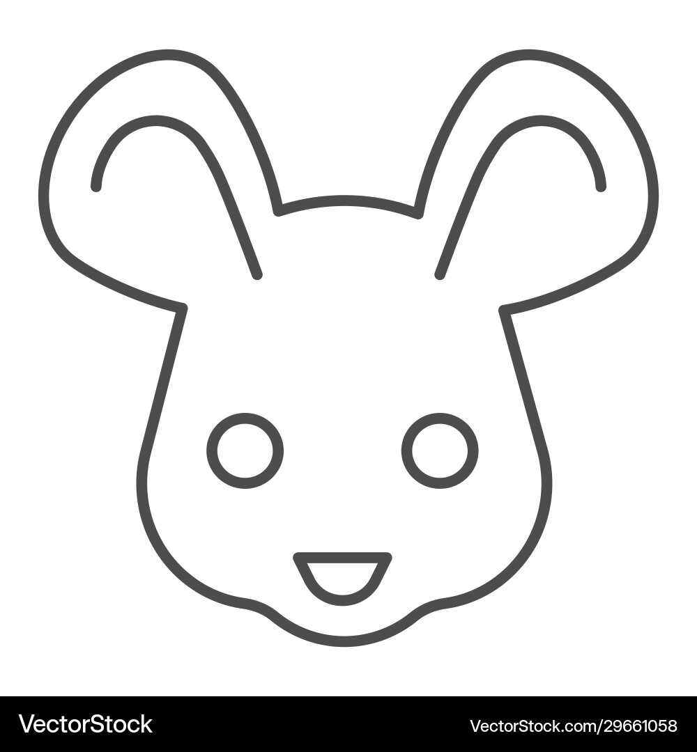 Mouse head thin line icon cute rodent rat face Vector Image