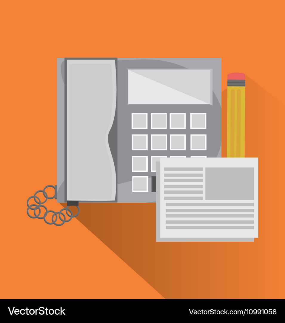 Phone document and pencil of office work Vector Image