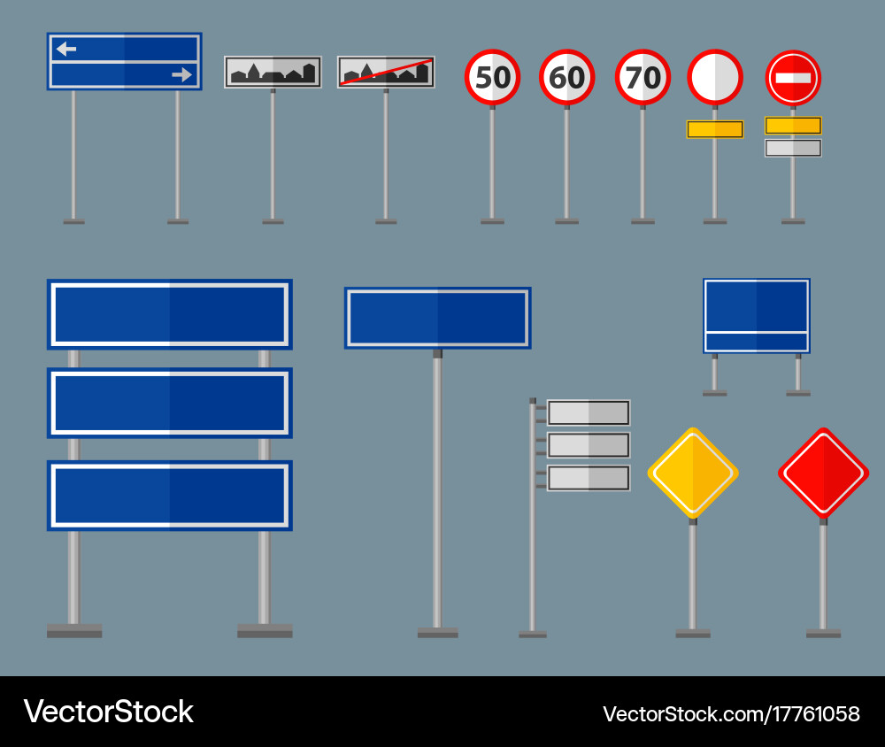 Road symbols traffic signs graphic elements Vector Image