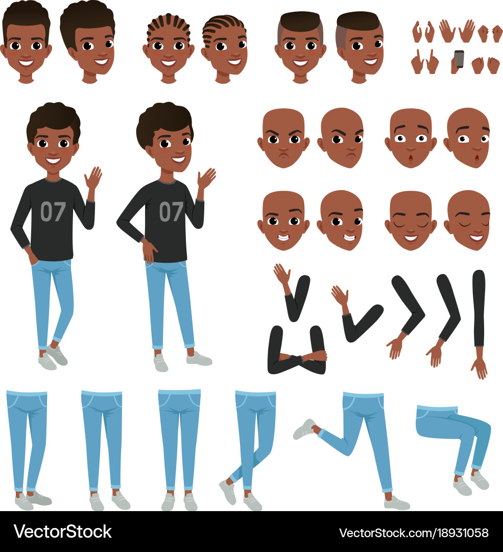 Teenager character constructor black boy s Vector Image