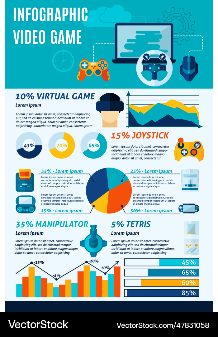 Video game infographics game infographics Vector Image