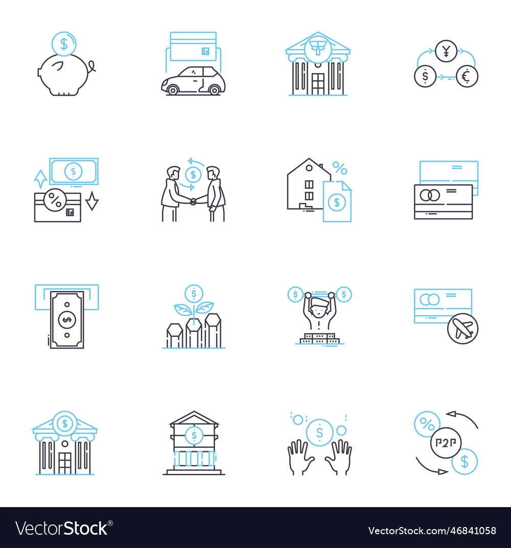 Virtual design linear icons set virtuality Vector Image