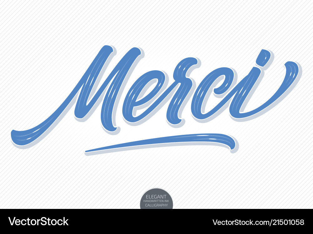 Volumetric lettering - merci hand drawn Royalty Free Vector
