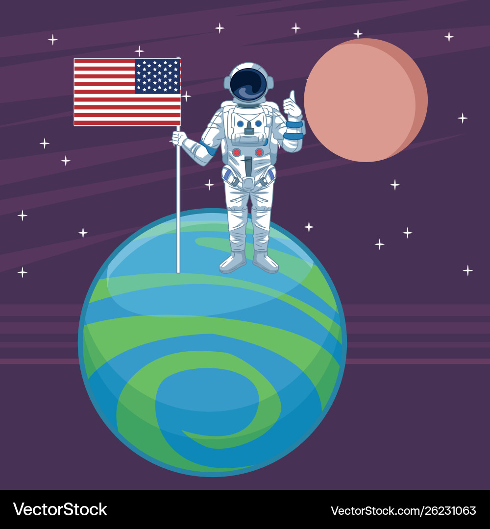 Astronaut in space exploration cartoons Royalty Free Vector