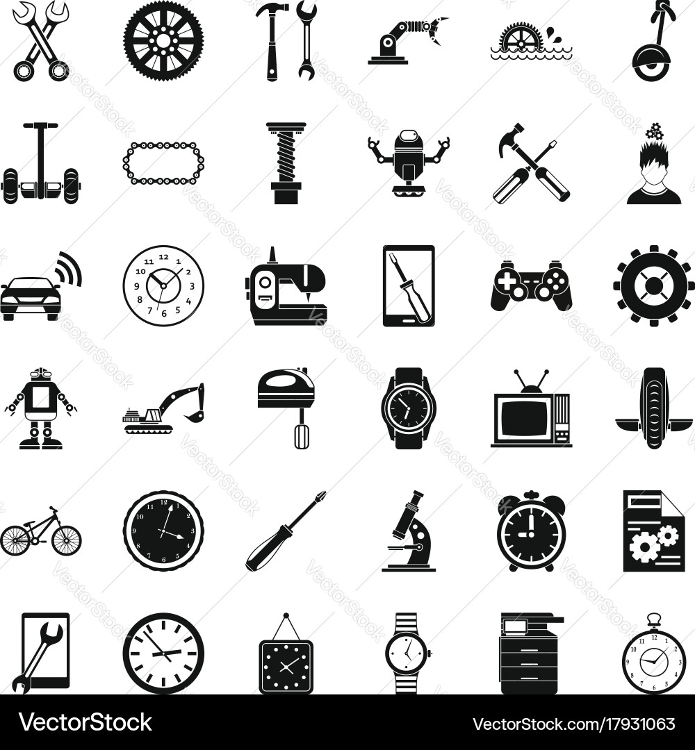 Auto repair icons set simple style Royalty Free Vector Image