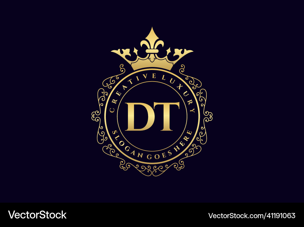 Dt initial letter luxury calligraphic feminine Vector Image