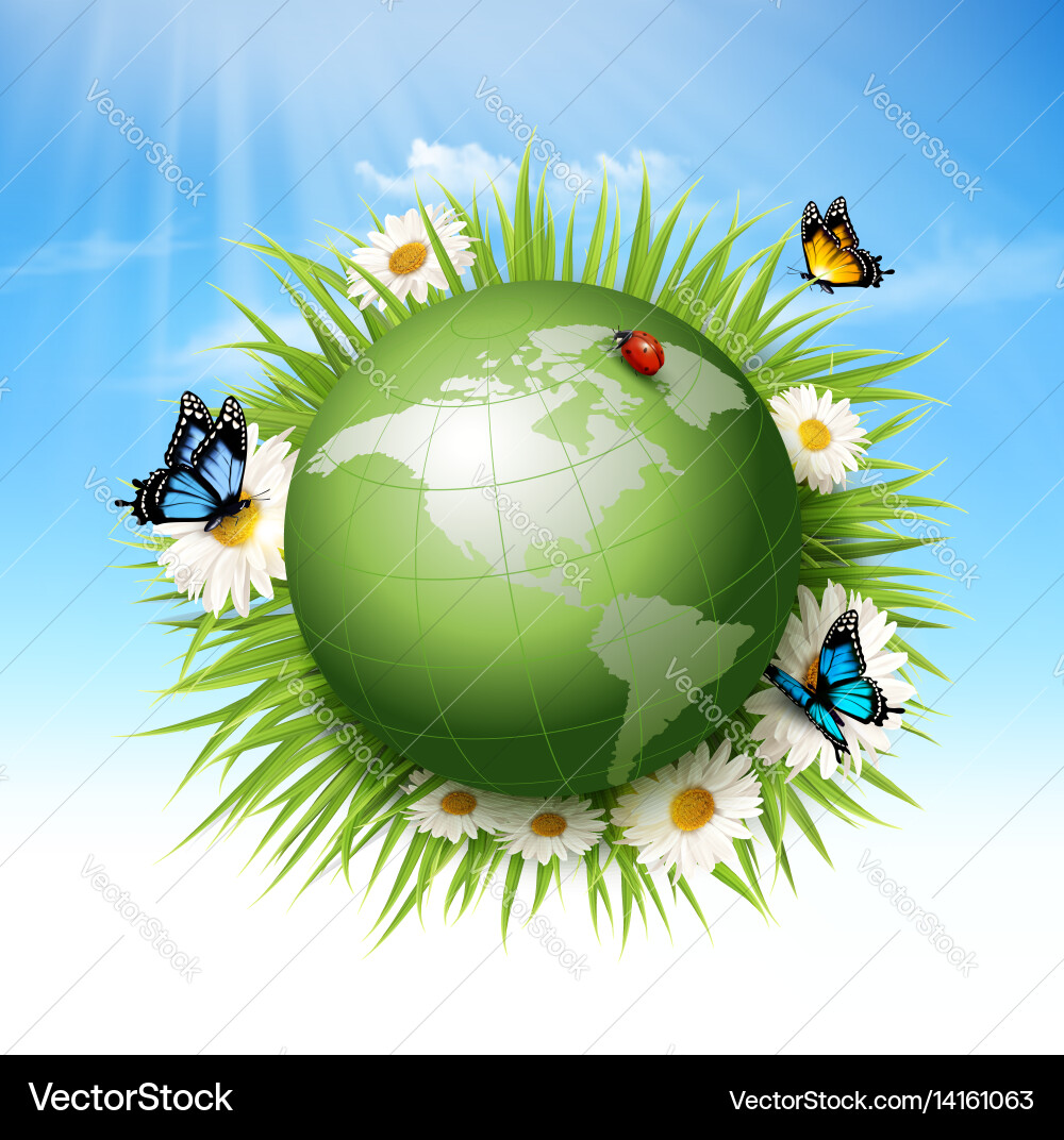 Ecology conceptgreen globe and grass with Vector Image