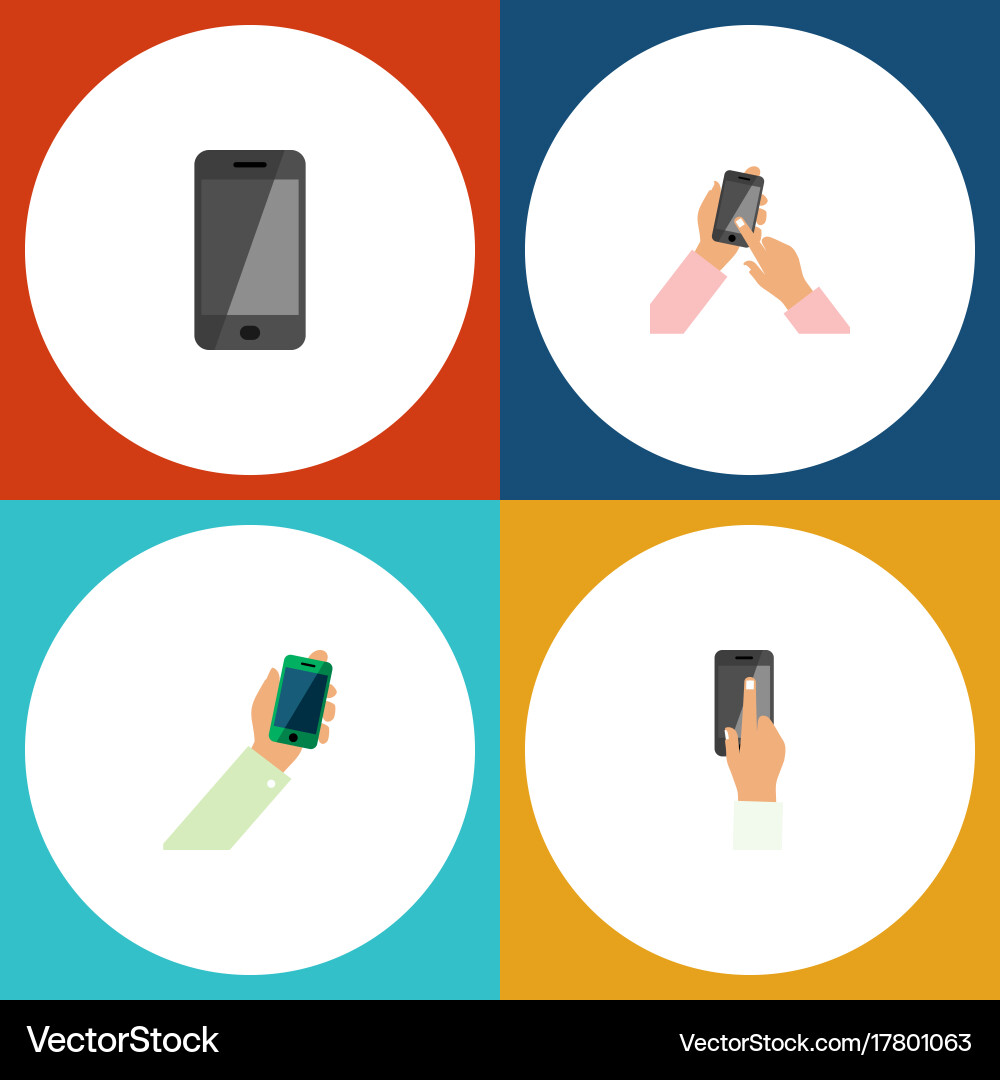 Flat icon phone set of telephone keep Royalty Free Vector