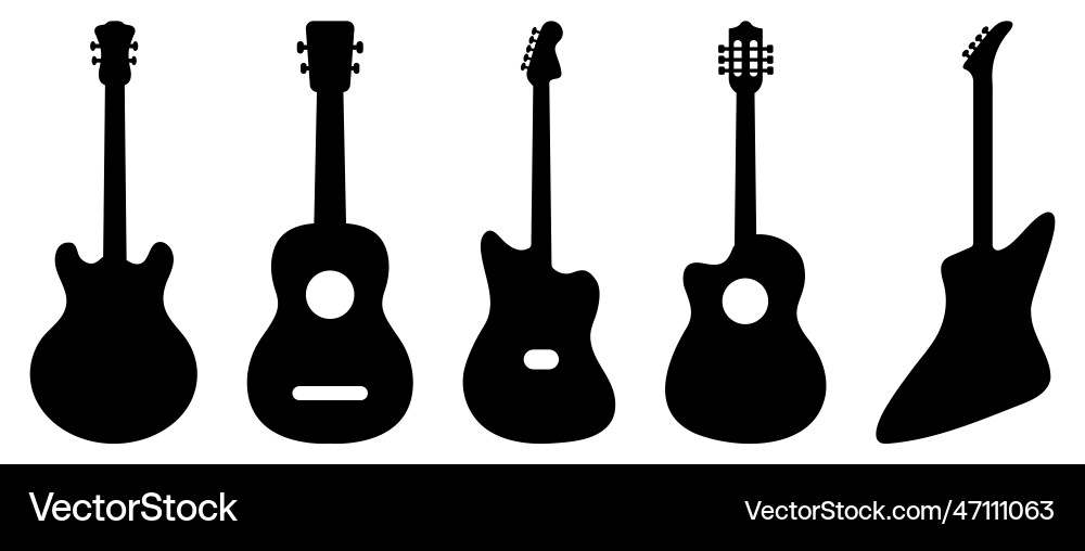 Guitar silhouettes icons Royalty Free Vector Image