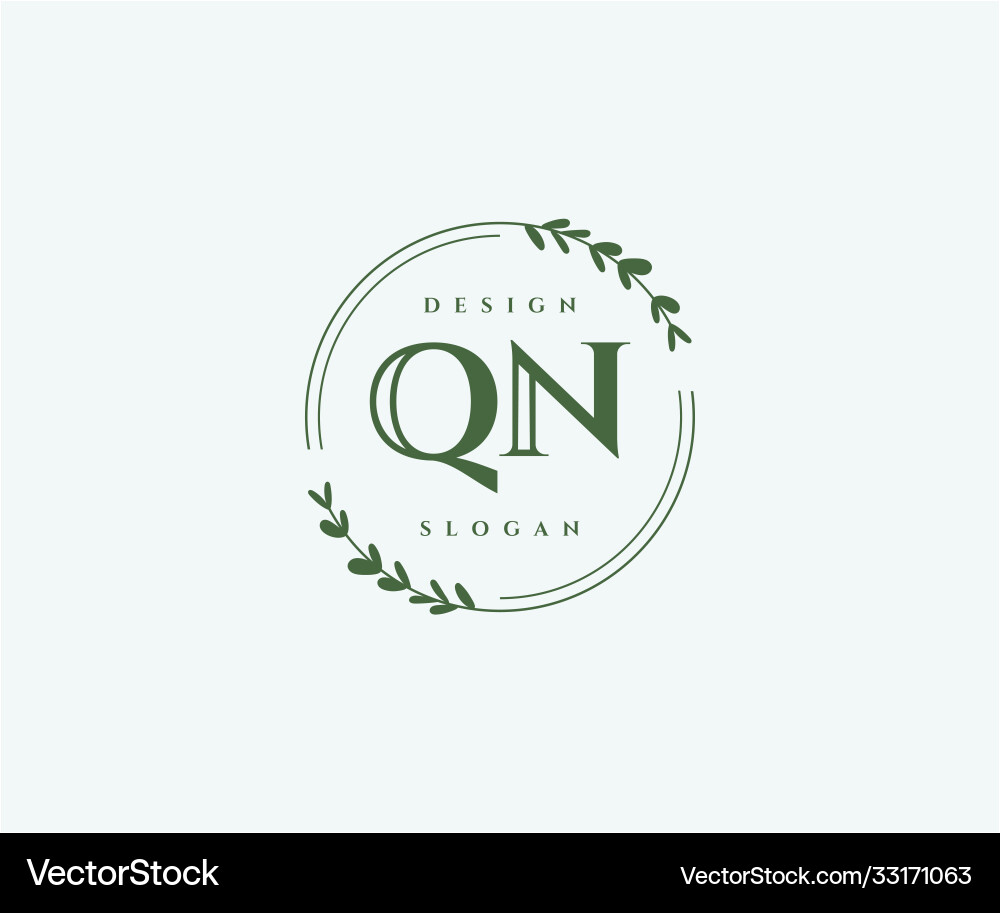 Initial qn beauty monogram and elegant logo design