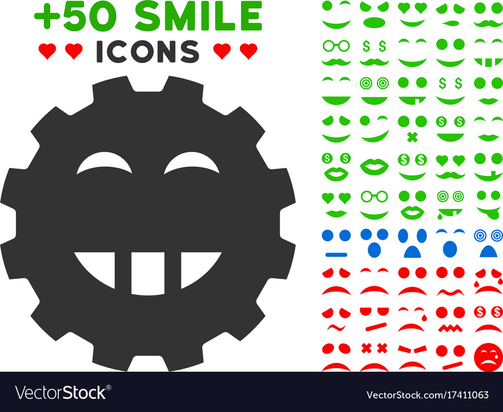 Laugth smiley gear icon with bonus mood set Vector Image Laugth smiley gear icon with bonus mood set Vector Image
