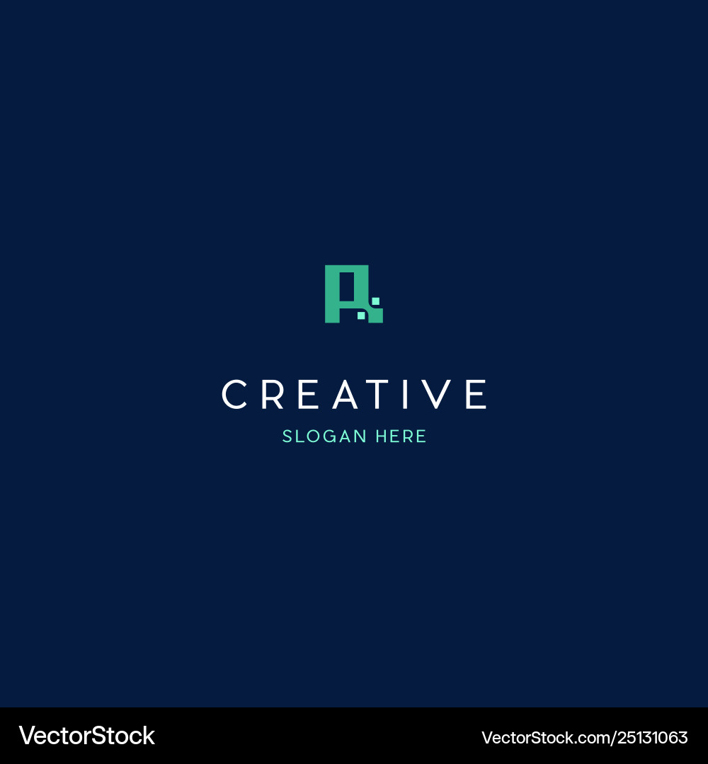 Letter p pixel technology creative logo Royalty Free Vector