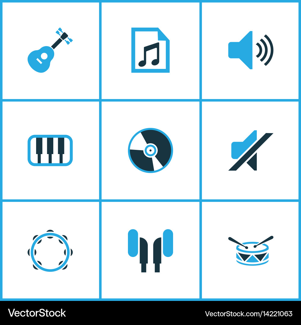 Music colored icons set collection volume Vector Image