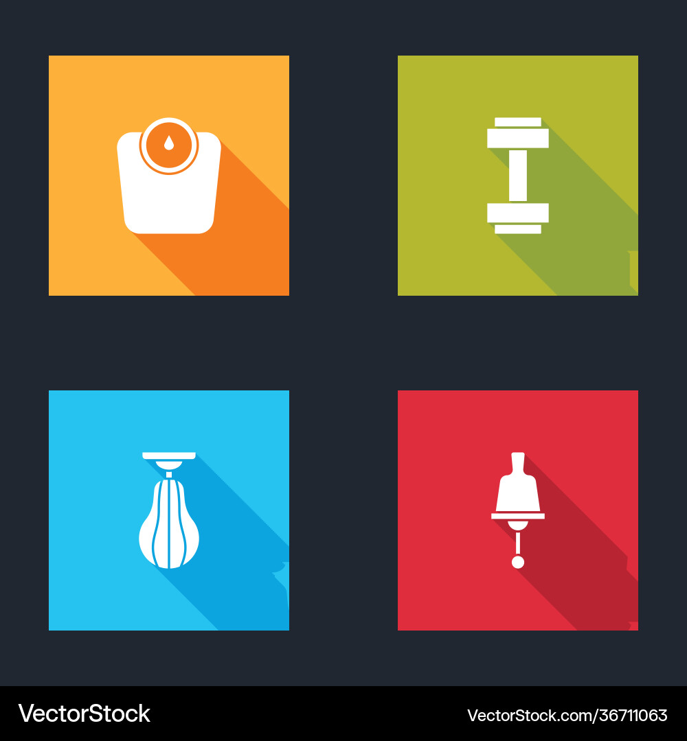 Set bathroom scales dumbbell punching bag Vector Image