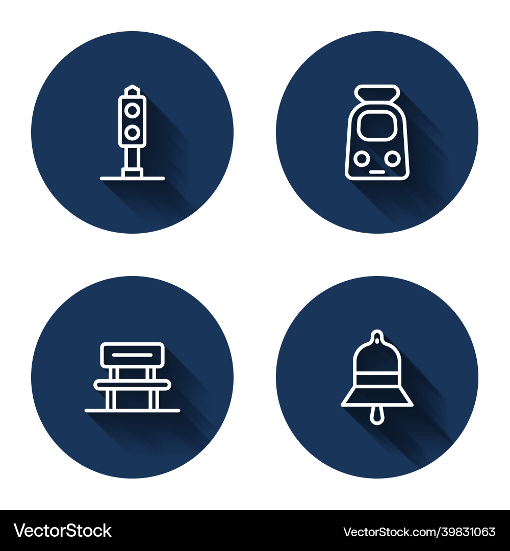Set line train traffic light and railway waiting Vector Image