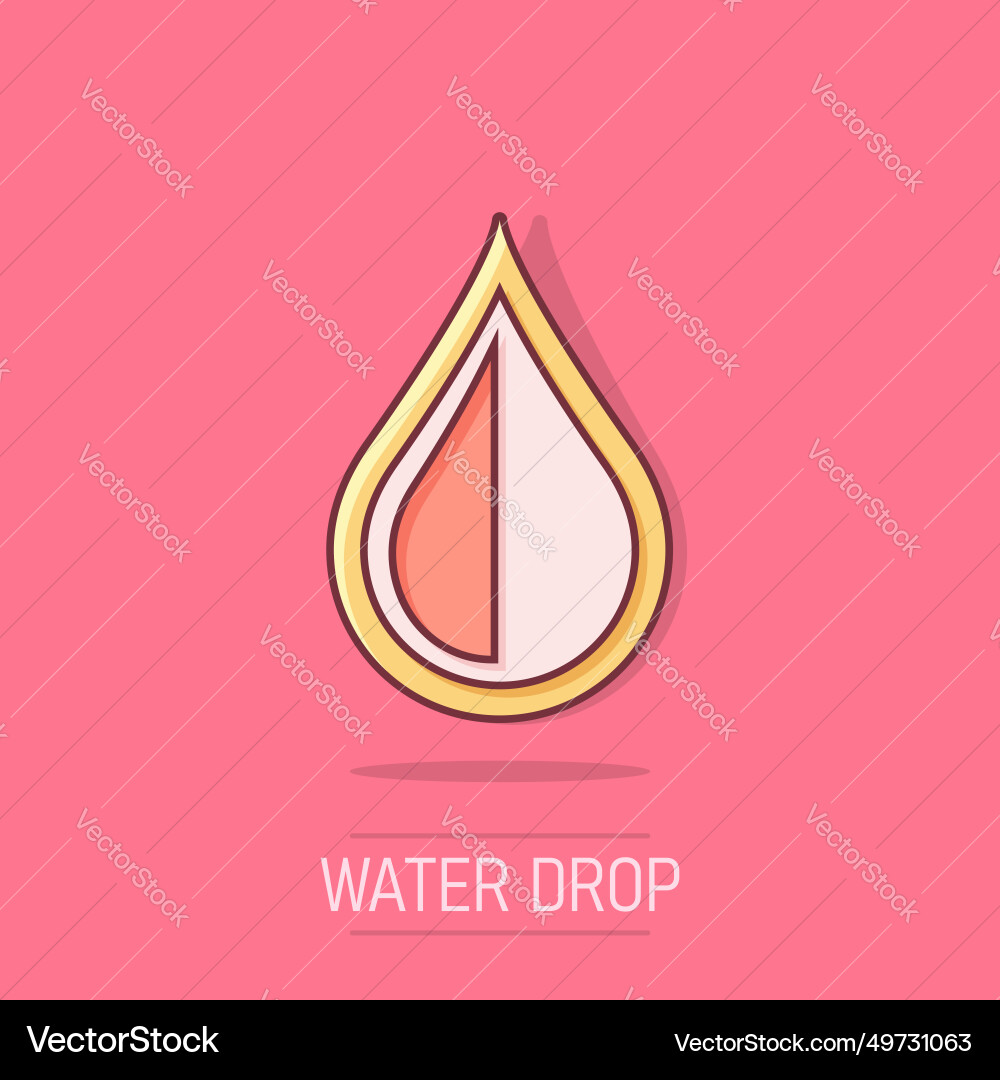Water drop icon in comic style raindrop cartoon Vector Image